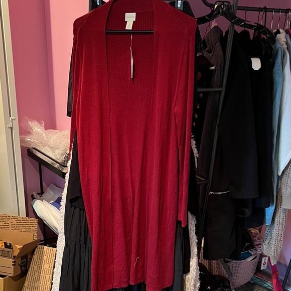 Chico's | Sweaters | Chicos Deep Red Open Front Cardigan | Poshmark